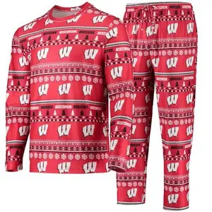 CONCEPTS SPORT Wisconsin Badgers Ugly Sweater Long Sleeve T-shirt And Pants Sleep Set - Red
