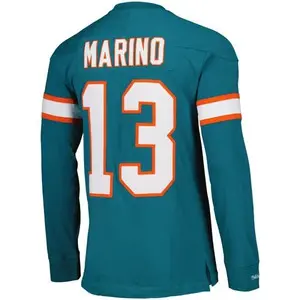 Mitchell & Ness Dan Marino Miami Dolphins Throwback Retired Player Name & Number Long Sleeve Top