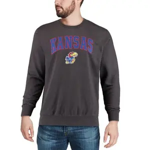COLOSSEUM Kansas Jayhawks Arch & Logo Crew Neck Sweatshirt