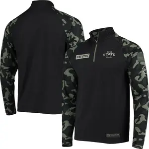 COLOSSEUM Iowa State Cyclones Camo Oht Military Appreciation Take Flight Raglan Quarter-zip Jacket - Black