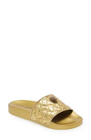 Kurt Geiger Meena Eagle Glitter Slide Sandal Gold