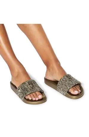 Kurt Geiger Meena Eagle Glitter Slide Sandal - Rust/copper