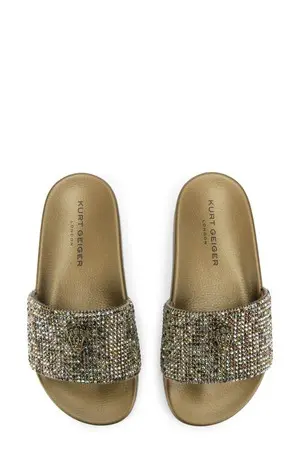 Kurt Geiger Meena Eagle Glitter Slide Sandal - Rust/copper