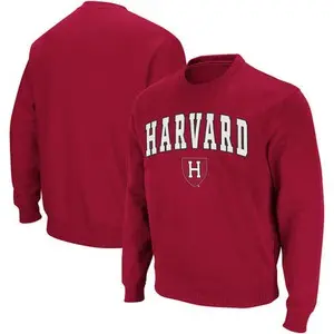 COLOSSEUM Harvard Team Arch & Logo Tackle Twill Pullover Sweatshirt - Crimson
