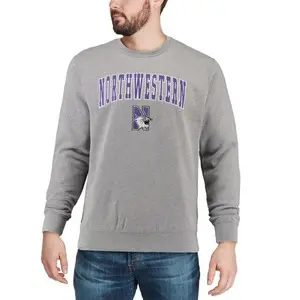 COLOSSEUM Northwestern Wildcats Arch & Logo Crew Neck Sweatshirt - Heather Gray