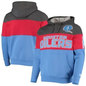 STARTER Red Houston Oilers Extreme Fireballer Throwback Pullover Hoodie