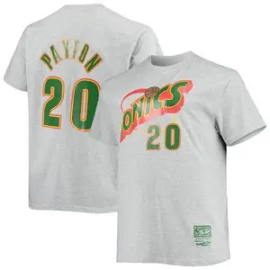 Mitchell & Ness Gary Payton Heathered Gray Seattle Supersonics Big & Tall Hardwood Classics Name & Number T-shirt - Heather Gray