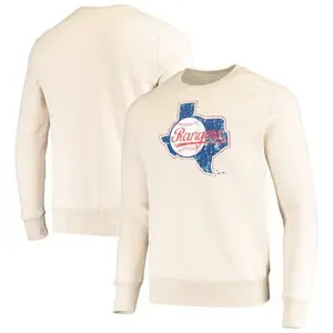 MAJESTIC THREADS Texas Rangers Fleece Pullover Sweatshirt - Oatmeal