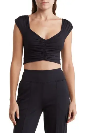 Free People Breathe Deeper Crop Top - Black