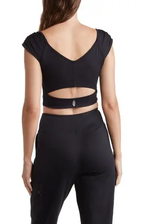 Free People Breathe Deeper Crop Top - Black