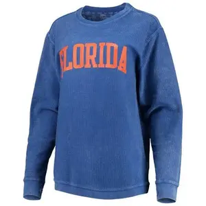 PRESSBOX Florida Gators Comfy Cord Vintage Wash Basic Arch Pullover Sweatshirt - Royal