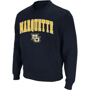 COLOSSEUM Marquette Golden Eagles Arch & Logo Crew Neck Sweatshirt - Navy