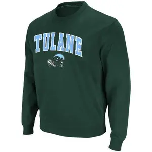 COLOSSEUM Tulane Wave Arch & Logo Tackle Twill Pullover Sweatshirt