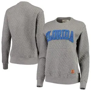 PRESSBOX Heather Charcoal Florida Gators Moose Quilted Pullover Sweatshirt - Heather Gray