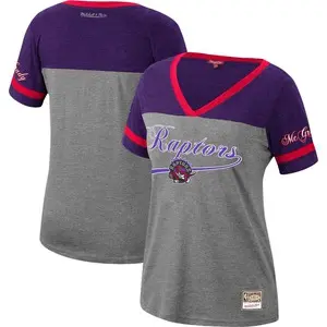 Mitchell & Ness Tracy Mcgrady Heathered Charcoal Toronto Raptors Team Captain V-neck T-shirt - Heather Charcoal