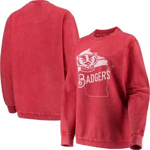 PRESSBOX Wisconsin Badgers Corduroy Crewneck Sweatshirt - Red