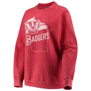 PRESSBOX Wisconsin Badgers Corduroy Crewneck Sweatshirt
