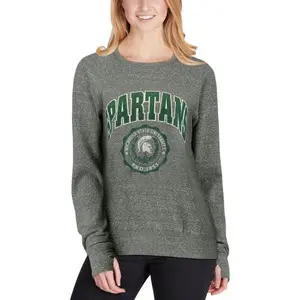 PRESSBOX Michigan State Spartans Heathered Gray Vintage Pullover Sweatshirt