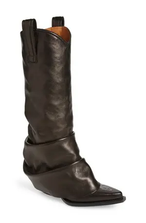 R13 Leather Sleeve Cowboy Boots - Black Leather