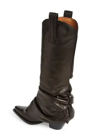 R13 Leather Sleeve Cowboy Boots - Black Leather