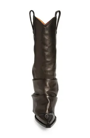 R13 Leather Sleeve Cowboy Boots - Black Leather