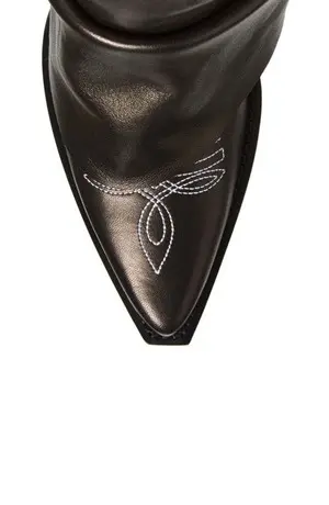 R13 Leather Sleeve Cowboy Boots - Black Leather