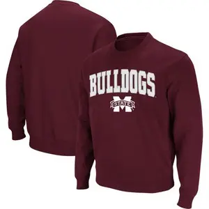 COLOSSEUM Mississippi State Bulldogs Arch & Logo Tackle Twill Pullover Sweatshirt - Maroon