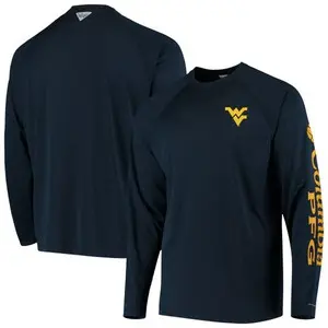 Columbia West Virginia Mountaineers Terminal Tackle Omni-shade Raglan Long Sleeve T-shirt - Navy