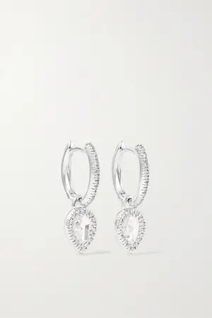 DAVID MORRIS 18-karat White Diamond Hoop Earrings - Gold
