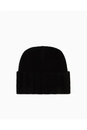 Emporio Armani Ribbed Cashmere Beanie - Black