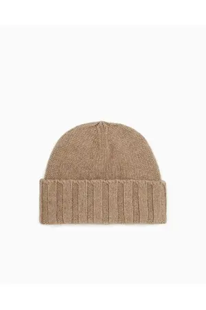 Emporio Armani Ribbed Cashmere Beanie - Green