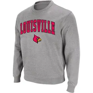 COLOSSEUM Louisville Cardinals Arch & Logo Crew Neck Sweatshirt - Heather Gray