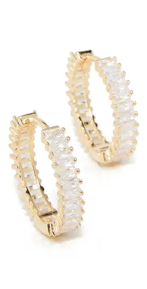 ADINA'S JEWELS Thin Baguette Huggie Earrings