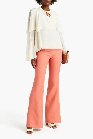 Giambattista Valli Ruffled Lacetrimmed Silkgeorgette Blouse - Ivory