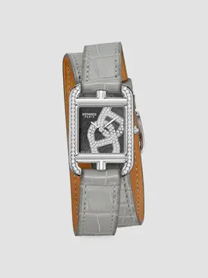 Hermès Cape Cod 31mm Chain D'ancre Stainless Steel, Diamond & Alligator Double-wrap Strap Watch - Grey