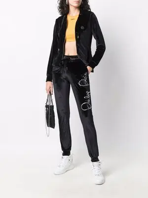 Philipp Plein Logo-embellished Velvet Tracksuit - Black