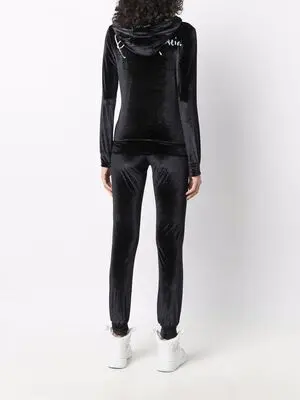 Philipp Plein Logo-embellished Velvet Tracksuit - Black
