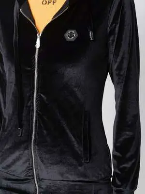 Philipp Plein Logo-embellished Velvet Tracksuit - Black