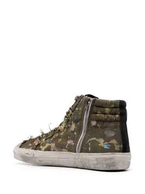 GOLDEN GOOSE Slide Paint-splatter High-top Sneakers