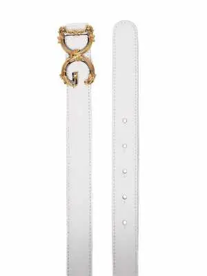 Dolce & Gabbana Dg-logo Leather Belt - White