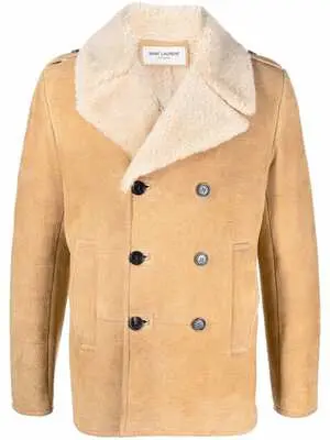 Saint Laurent Double-breasted Shearling Pea Coat