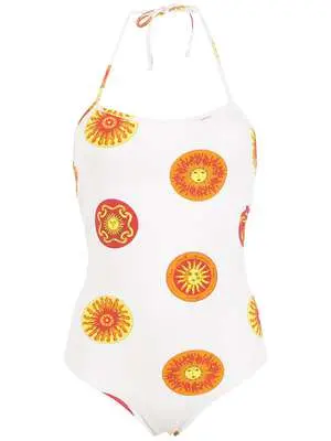 AMIR SLAMA Sun Print One-piece Swimsuit - White