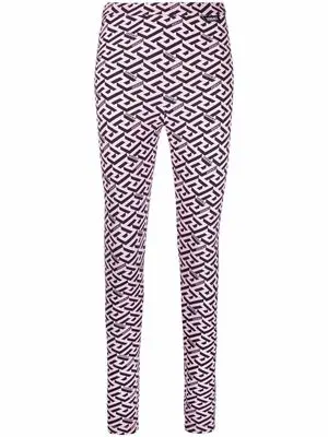 Versace La Greca-print Leggings - Pink