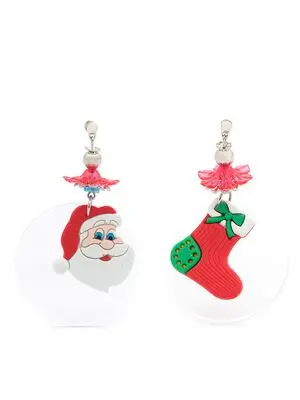 AMIR SLAMA Christmas Motif Asymmetric Earrings - Red