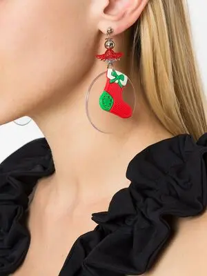 AMIR SLAMA Christmas Motif Asymmetric Earrings