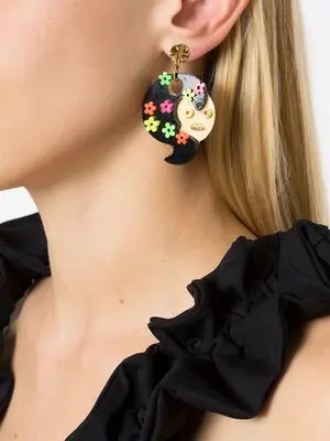 AMIR SLAMA Asymmetric Floral Appliqué Earrings