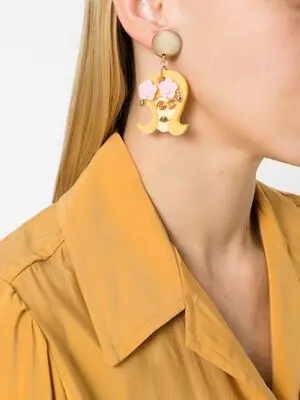 AMIR SLAMA Floral-appliqué Asymmetric Earrings