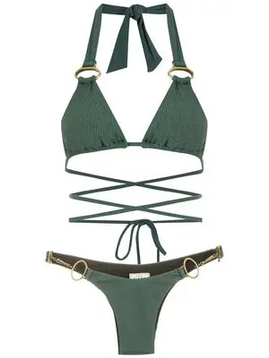 AMIR SLAMA Wrap-around Bikini Set - Green