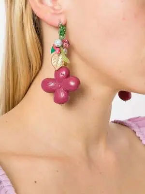 AMIR SLAMA Floral Appliqué Drop Earrings