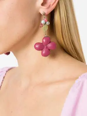 AMIR SLAMA Floral Appliqué Drop Earrings
